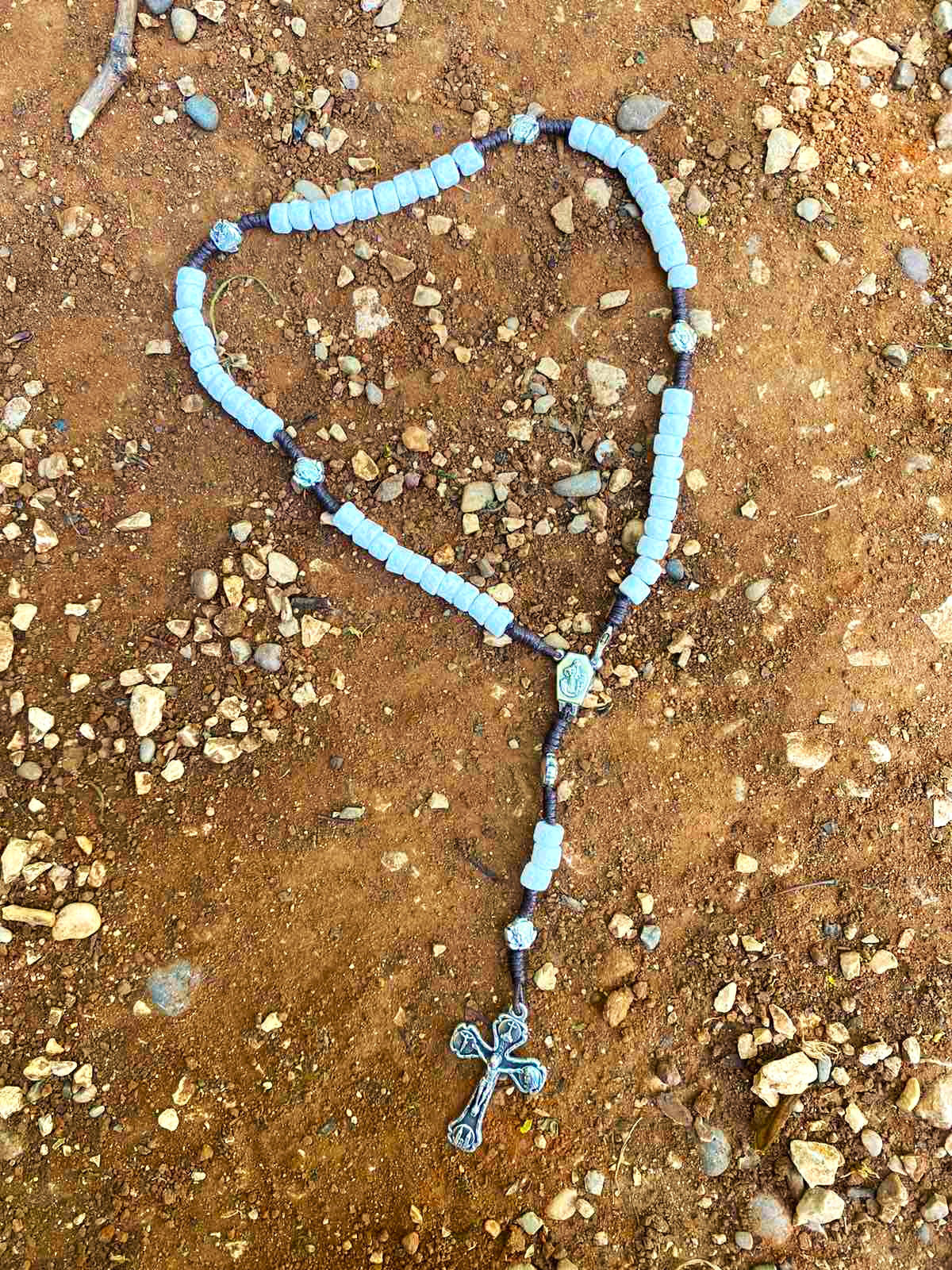 Handmade stone rosary in a strong rope | Official Parish Medjugorje Webshop