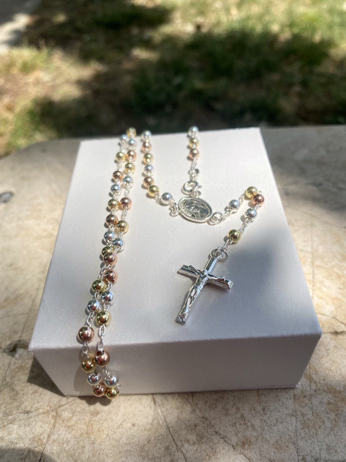 Silver rosary, long, multicolor - Medjugorje 925/rosary4 | Official ...